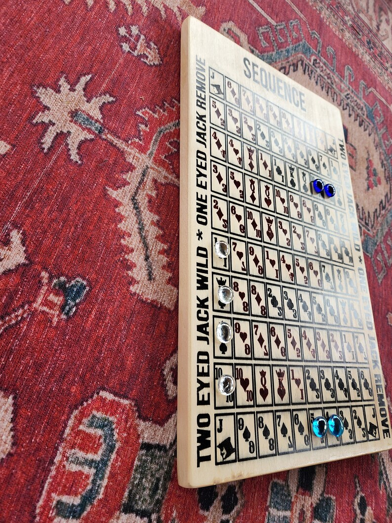 Wood Epoxied Sequence Board, Party Game, Cards, Multi Player Game ...
