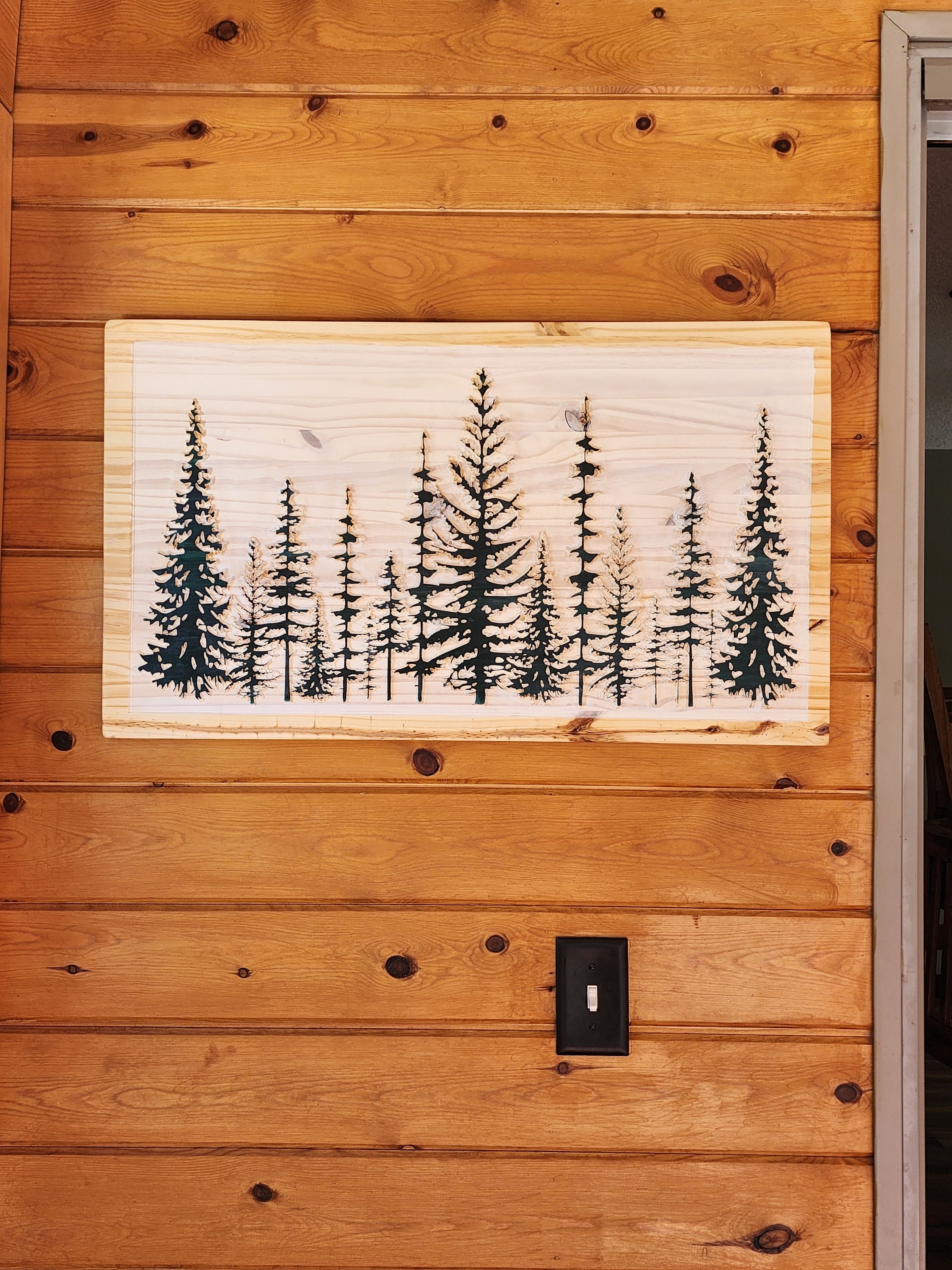 Carved Pine Trees, Tree Wall Art, Custom Carved Tamarack Tree, Carved ...