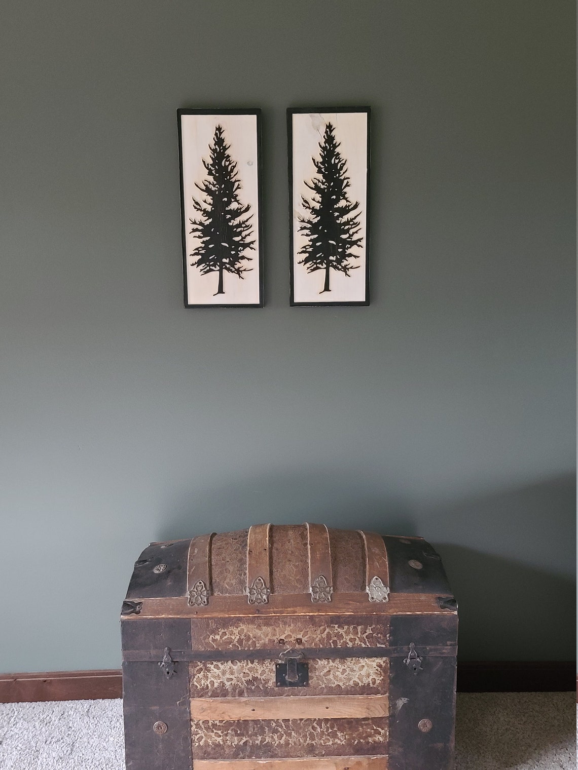 Carved Tamarack Trees Tree Wall Art Custom Carved Tamarack | Etsy