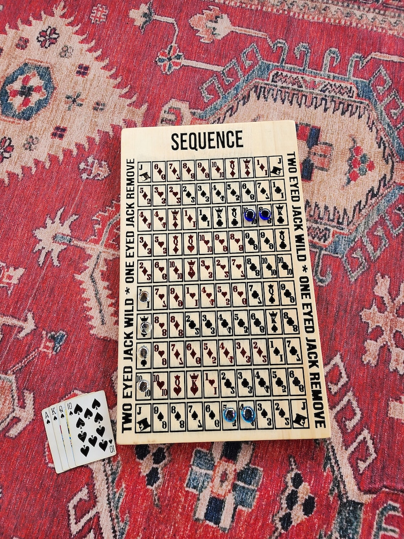 Wood Epoxied Sequence Board, Party Game, Cards, Multi Player Game ...