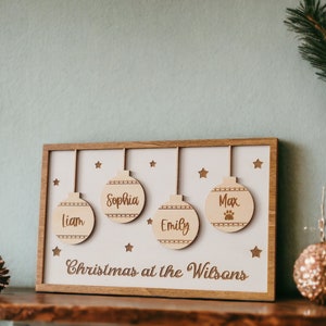 Wooden Family Xmas Sign, Personalized Name, Christmas Decor Sign ...