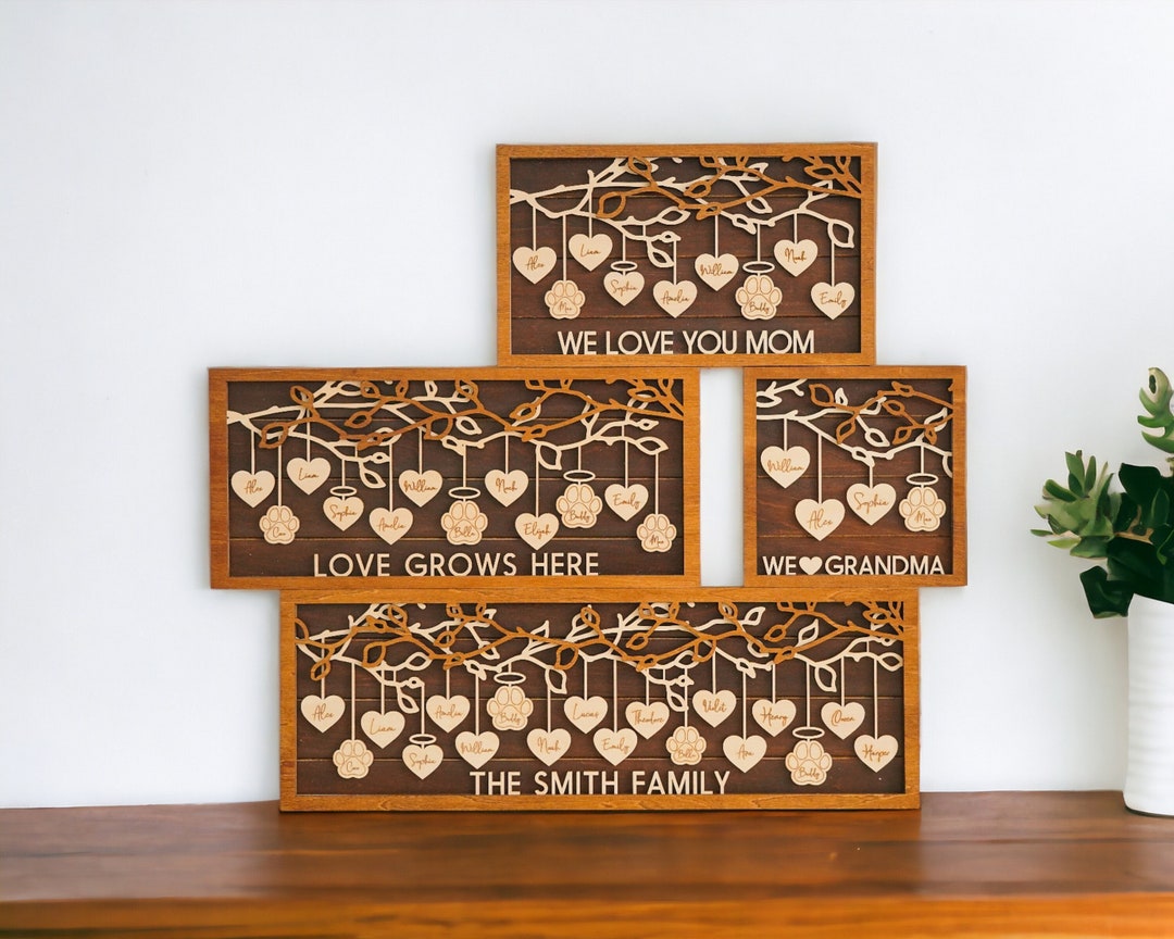 Family Tree Wood Sign, Family Sign, Personalized Gift, Wood Frame Sign ...