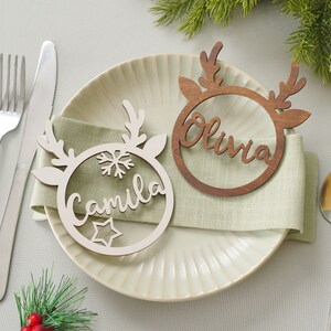 Christmas Name Tag, Christmas Decor, Custom Place Card, Wood Tag Name ...