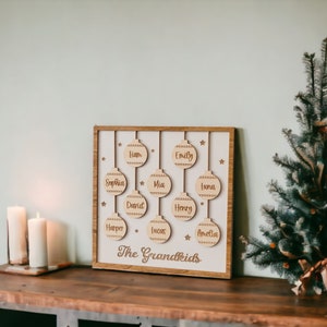 Wooden Family Xmas Sign, Personalized Name, Christmas Decor Sign ...