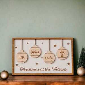 Wooden Family Xmas Sign, Personalized Name, Christmas Decor Sign ...
