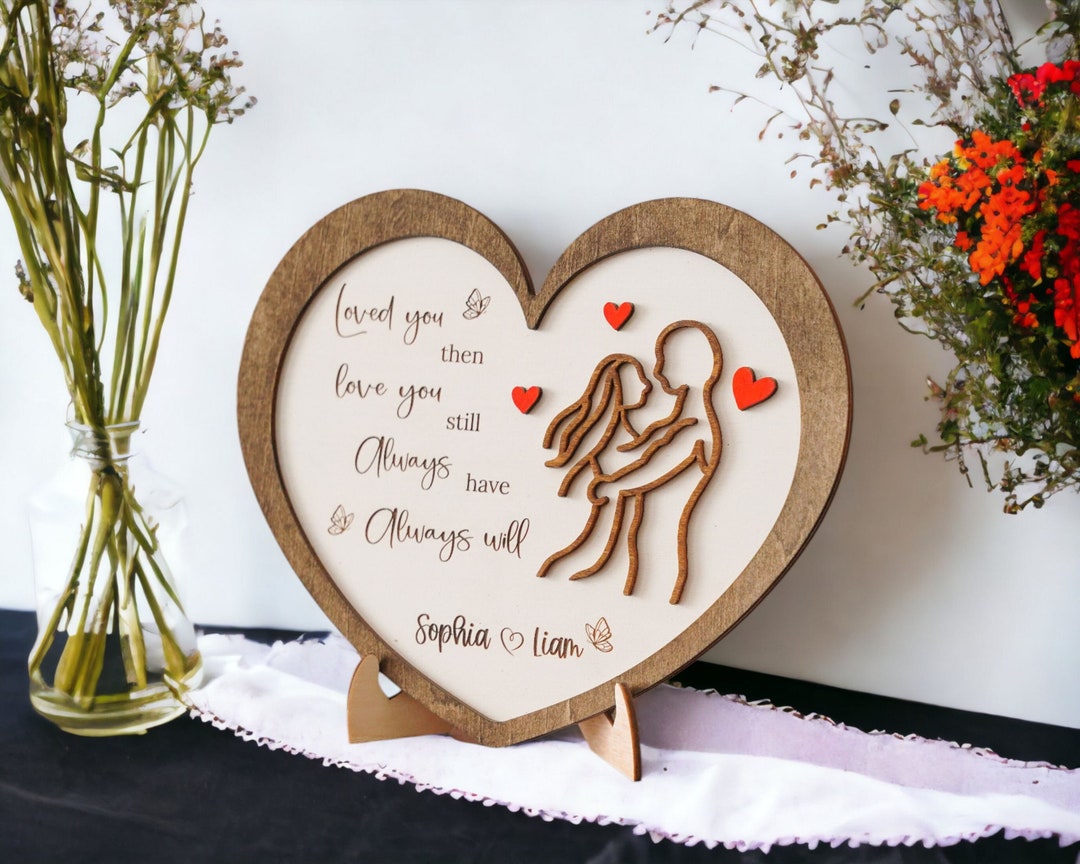 Couple Heart Sign, Couples Wood Sign, Gift for Girlfriend, Valentines ...