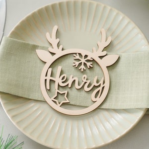 Christmas Name Tag, Christmas Decor, Custom Place Card, Wood Tag Name ...