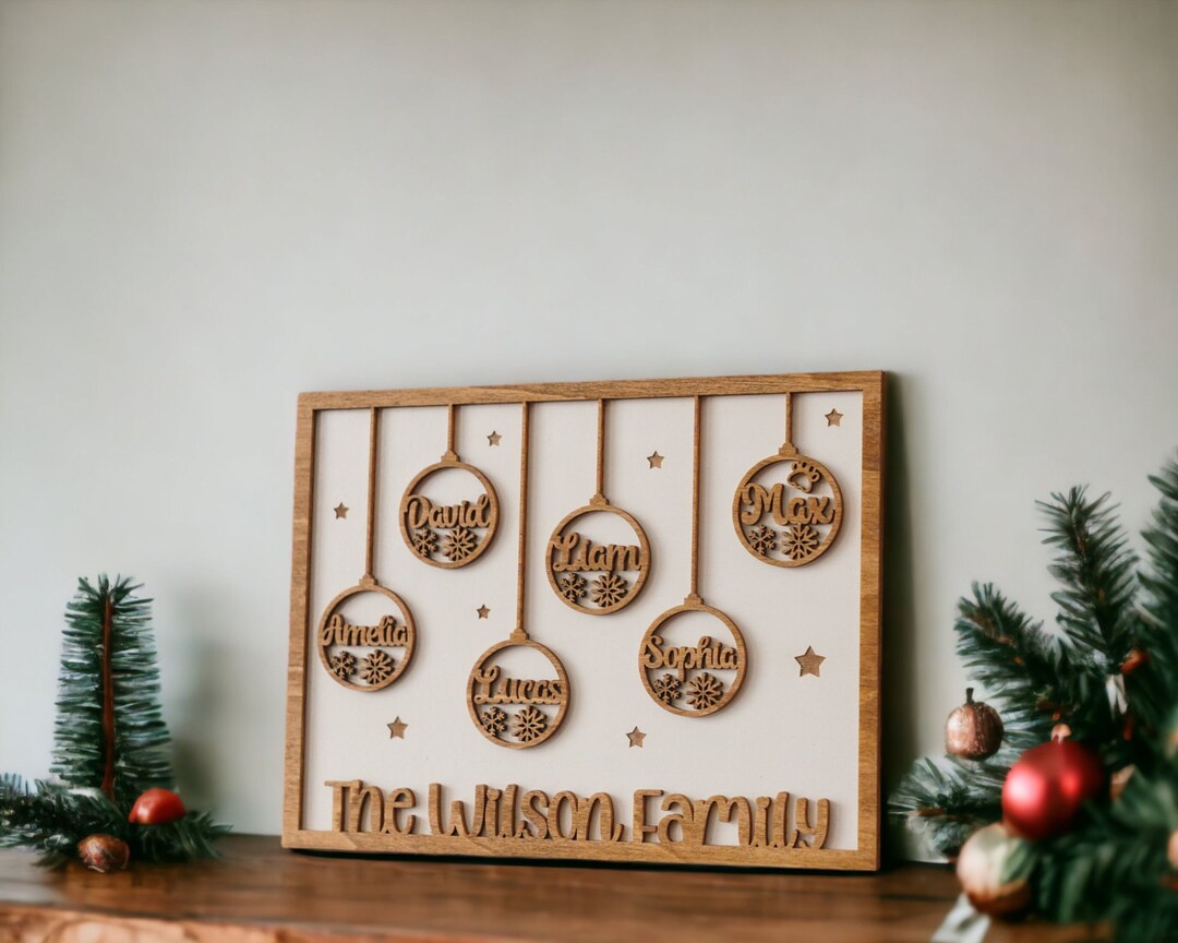 Christmas Family Sign, Family With Kids, Wooden Christmas, Personalized ...