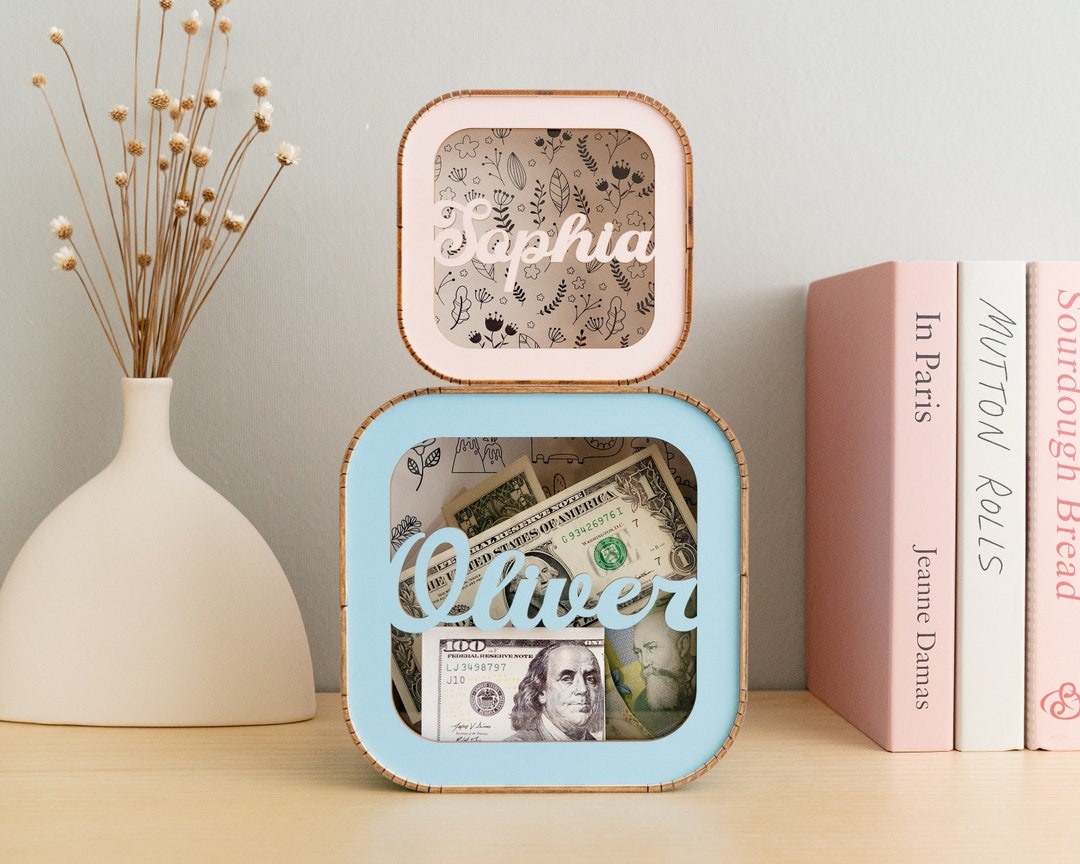 Baby Piggy Banks, 1st Birthday Gift, Baby Keepsake Box, Name Piggy Bank ...