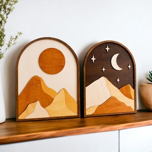 Sun Moon Wood Art, Total Solar Eclipse 2024, Living Room Decor, Sun ...