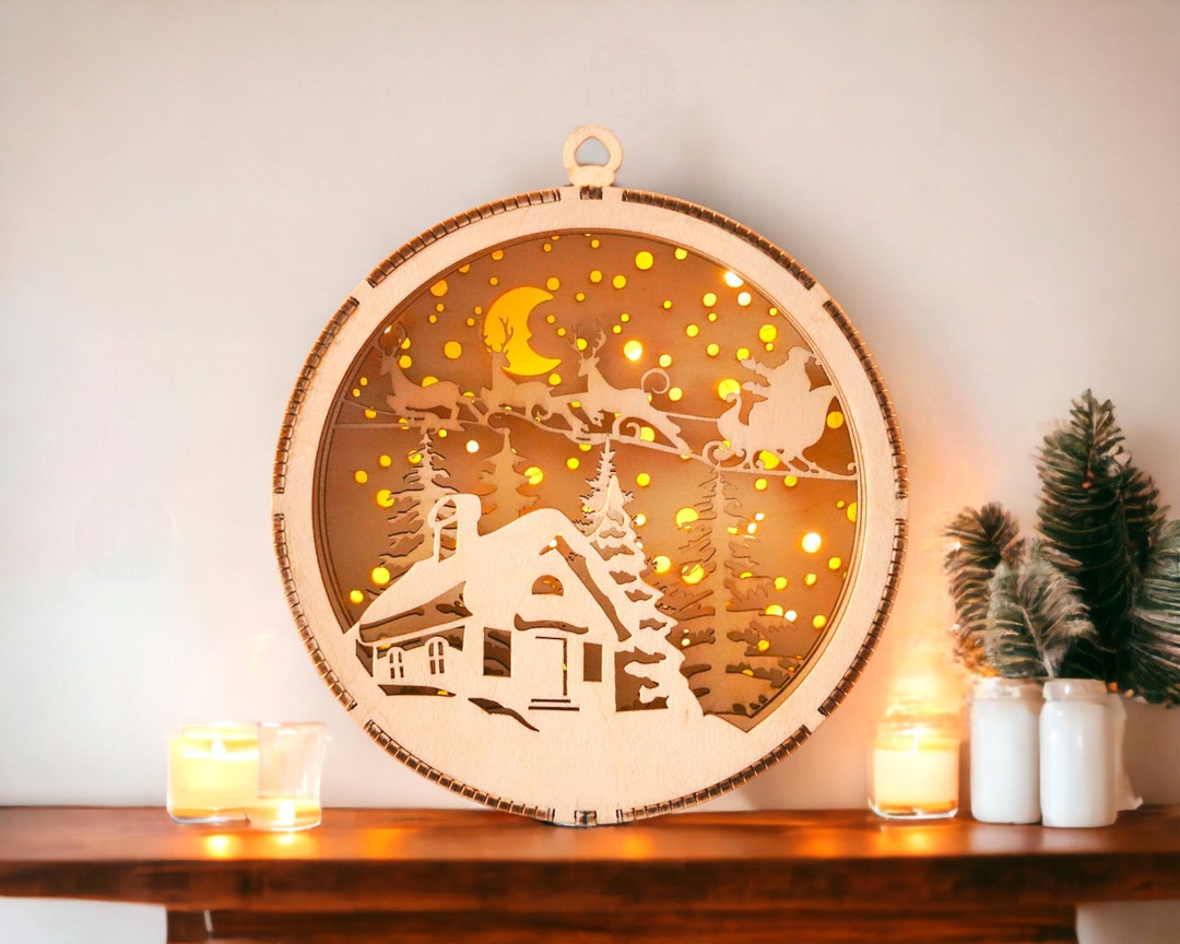 Christmas Night Light Box, Christmas Light Box, Winter Decor Sign ...