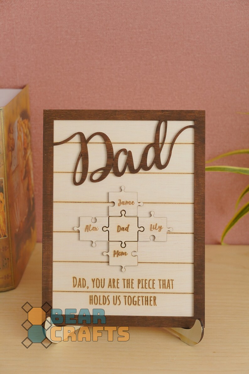 Custom Dad Sign Puzzle Piece Wooden Decor Personalized - Etsy