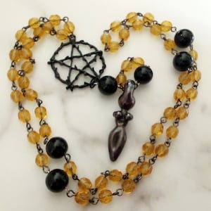 Goddess Prayer Beads, Pentagram Rosary, Pagan Rosary, Witch Gifts for ...