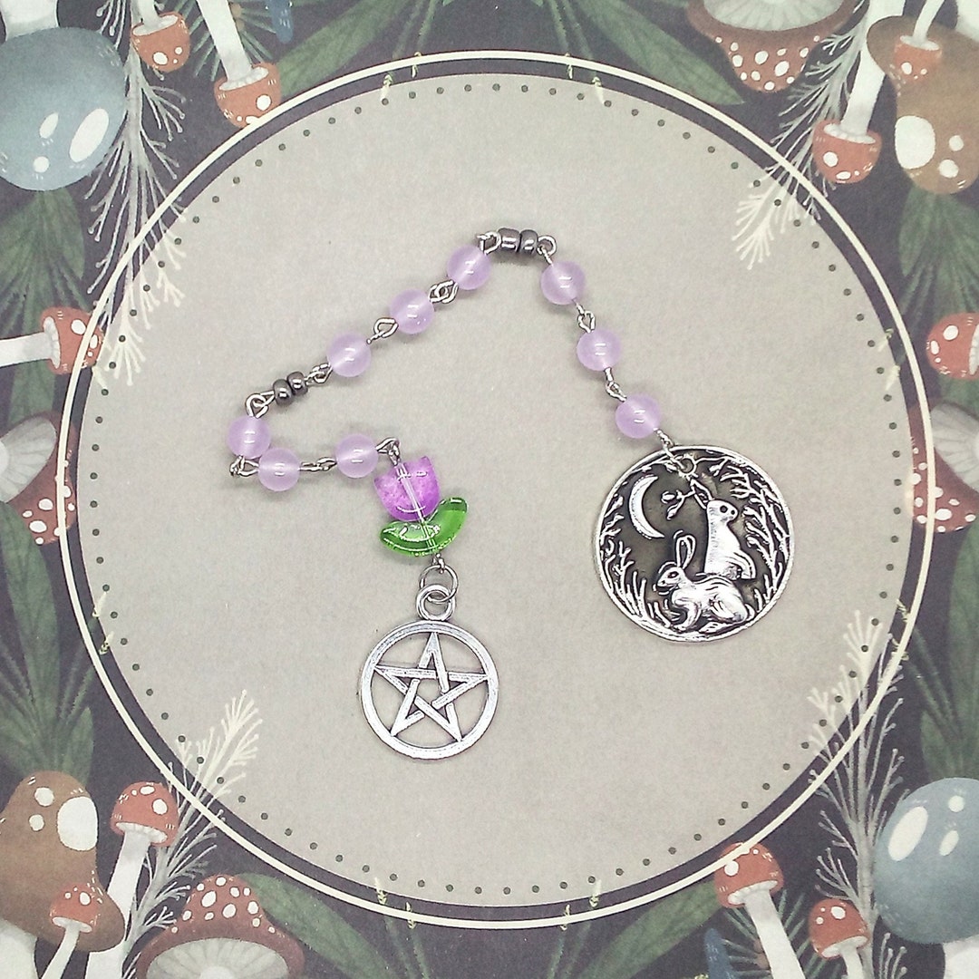 Ostara Rabbit Prayer Beads, Nine Bead Witchs Ladder, Spring Goddess ...