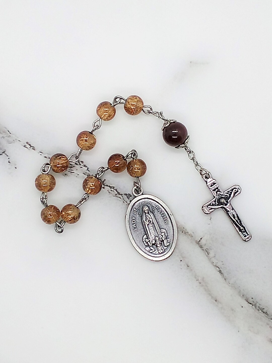 Our Lady of Fatima Pocket Rosary Tenner, Virgin Mary Rosary ...