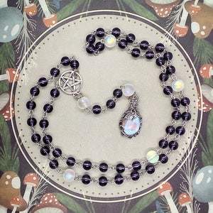 Hexenspiegel Witchs Mirror Pentacle Rosary Necklace, Pagan Gifts for ...