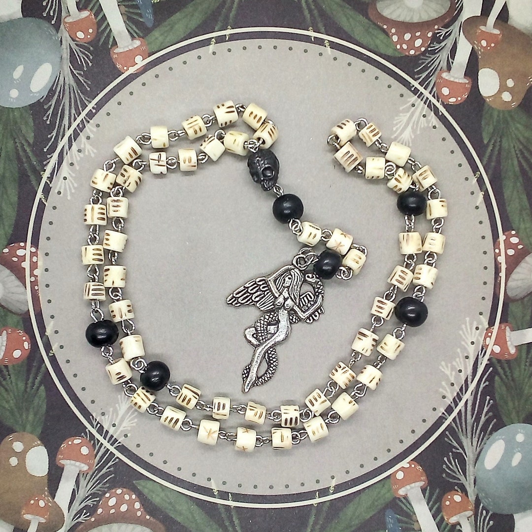 Bone Bead Lilith Rosary, Snake Goddess Pagan Prayer Beads, Witch Rosary ...