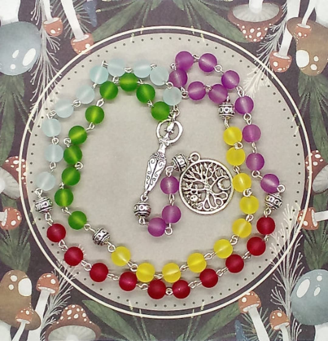 Elemental Tree of Life Prayer Bead Necklace, Wearable Goddess Rosary ...