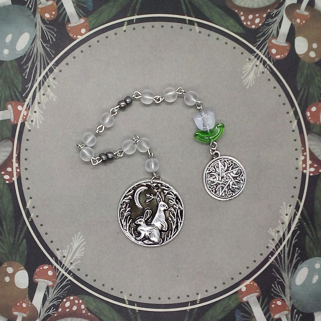 Ostara Rabbit Prayer Beads, Nine Bead Witchs Ladder, Spring Goddess ...