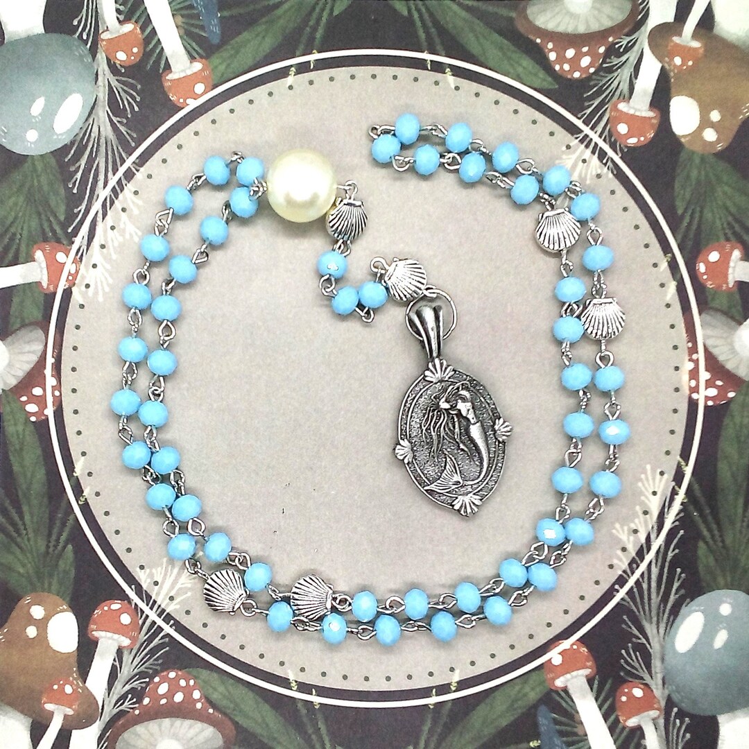 Sea Witch Pearl Mermaid Rosary, Handmade Sea Goddess Pagan Prayer Beads ...