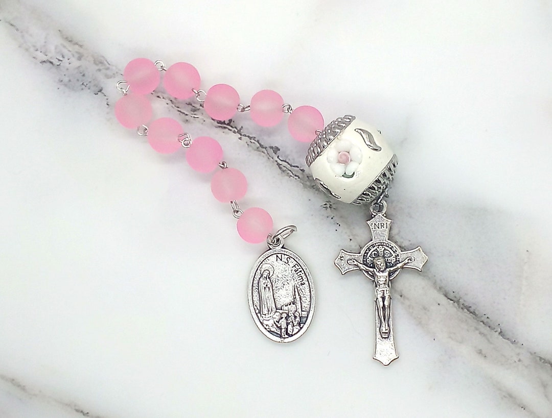 Our Lady of Fatima Pink Rosary Tenner, Catholic Rosary for Women ...