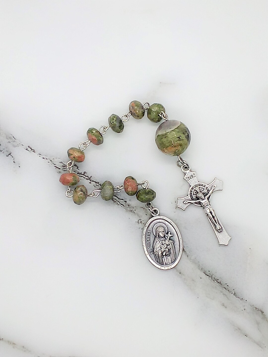 Saint Therese of Lisieux Unakite Rosary, St Therese Rosary Tenner ...