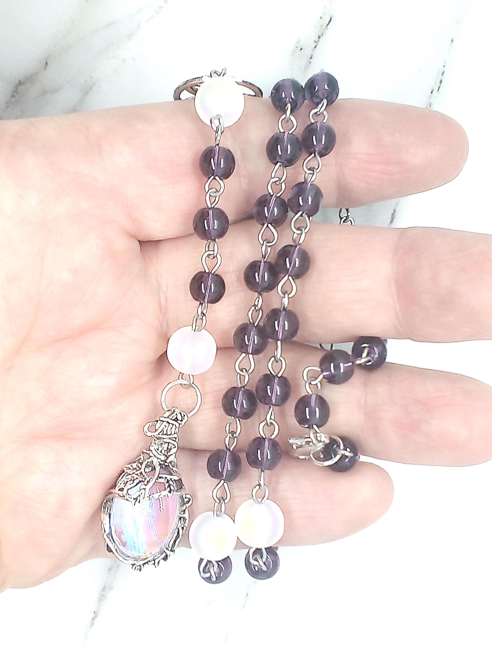 Hexenspiegel Witchs Mirror Pentacle Rosary Necklace, Pagan Gifts for ...