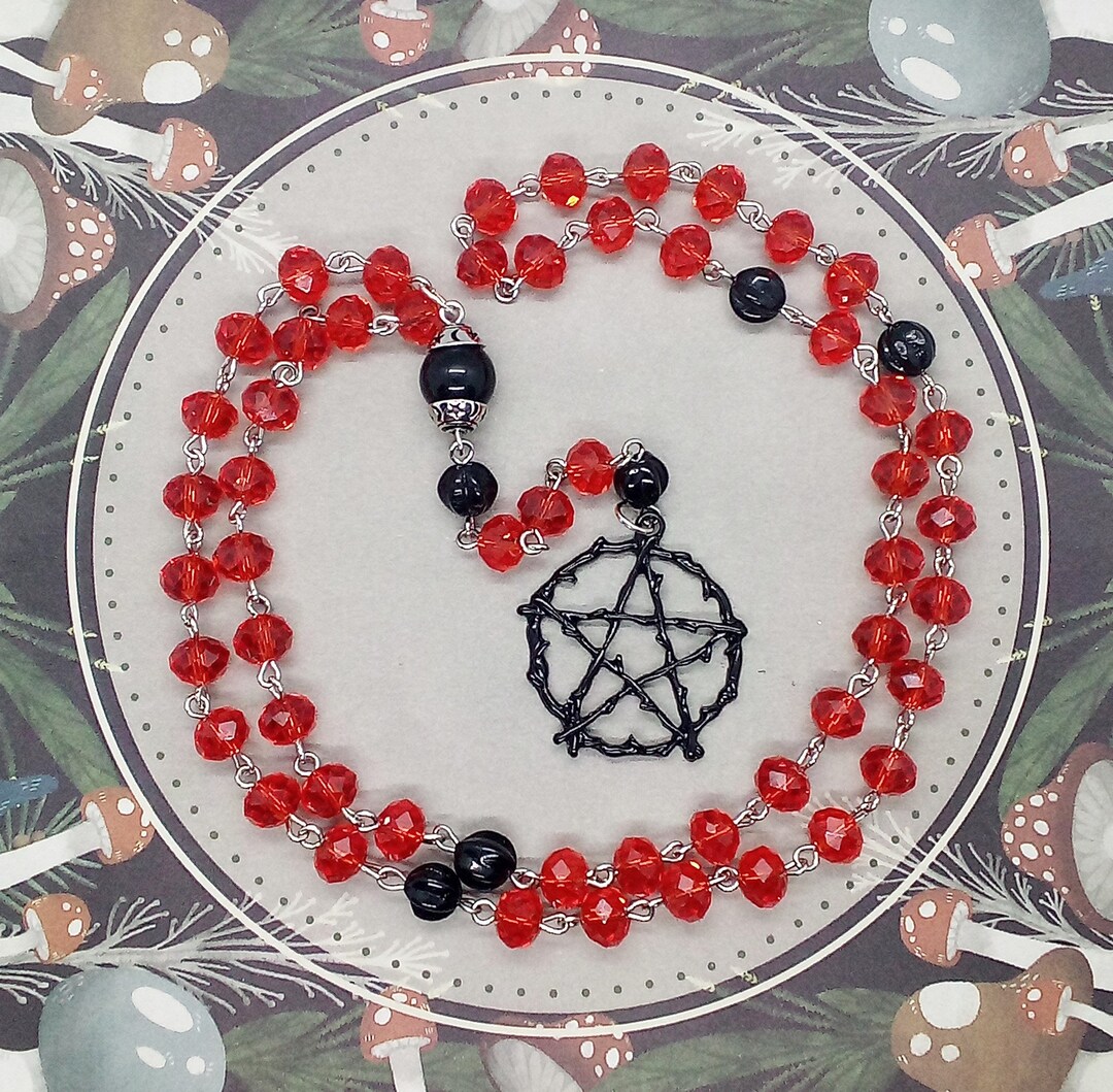 Crystal Pentacle Rosary Necklace Without a Cross, Pentagram Pagan ...