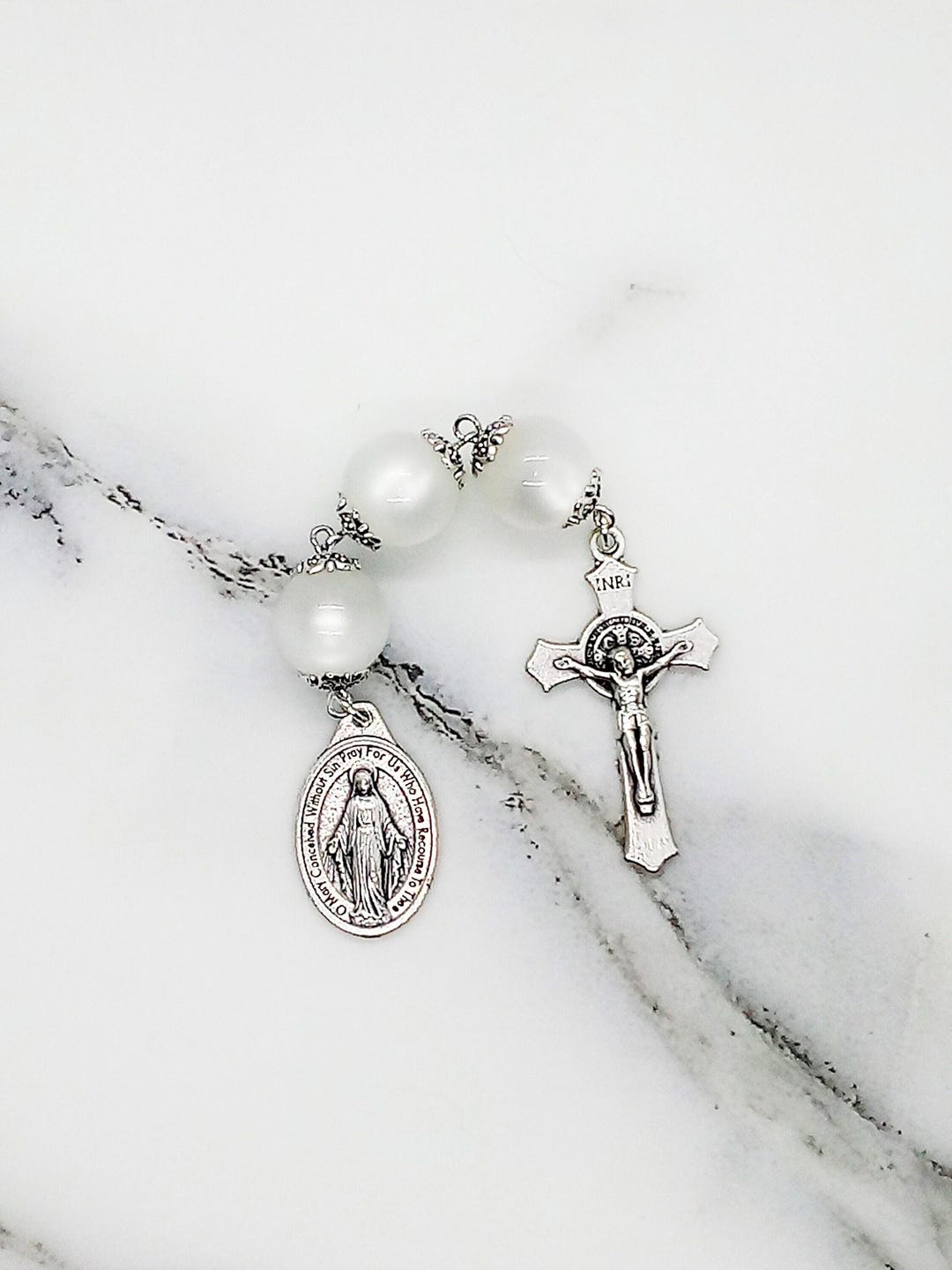 3 Hail Mary Chaplet, Three Hail Mary Three Bead Rosary, Confirmation ...