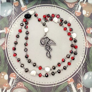 Red and Black Lilith Witch Rosary, Dark Goddess Skull Pagan Prayer ...