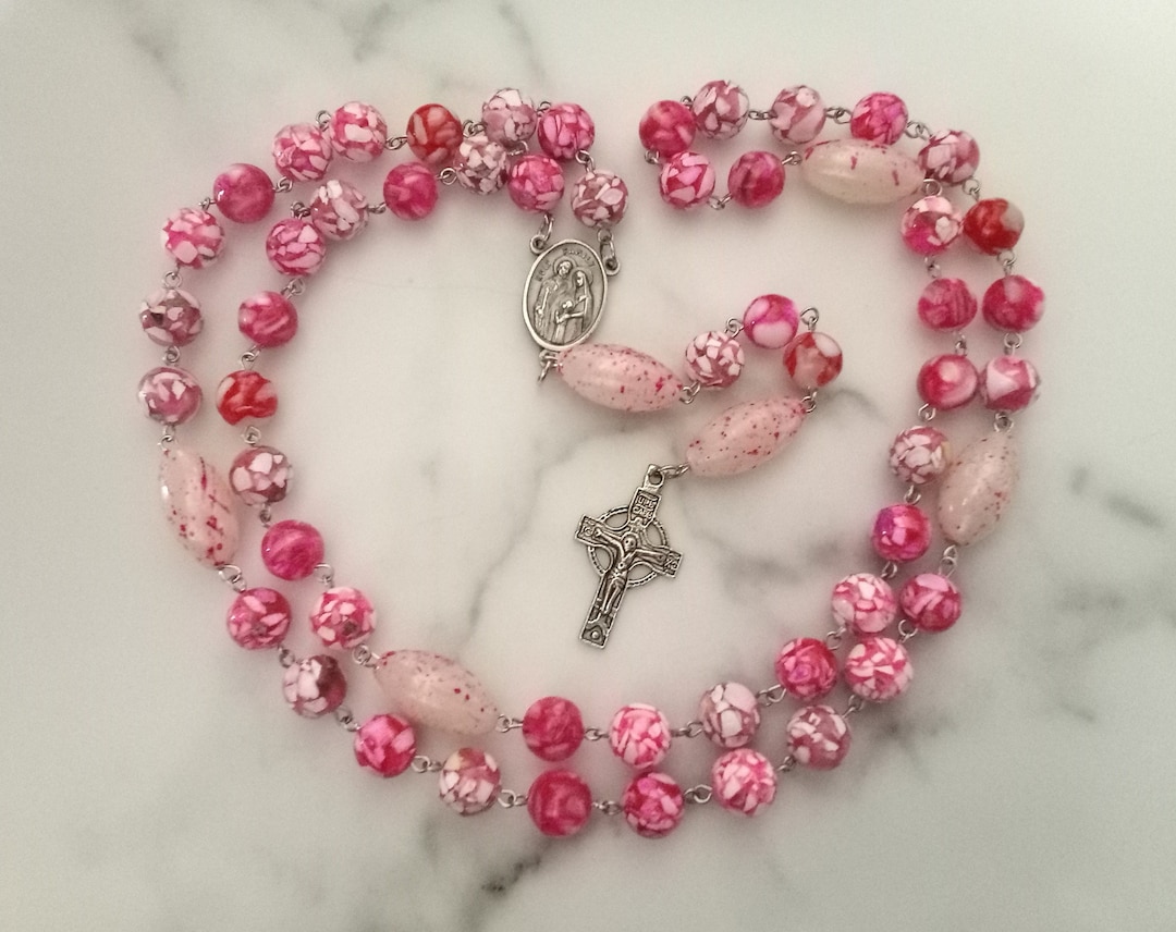 Catholic Rosary Hot Pink Rosary Catholic Easter Basket - Etsy
