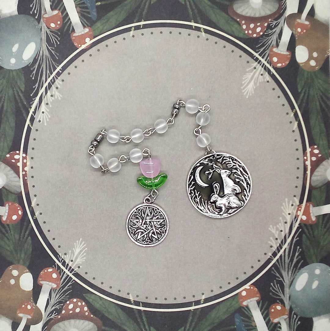 Ostara Rabbit Prayer Beads, Nine Bead Witchs Ladder, Spring Goddess ...