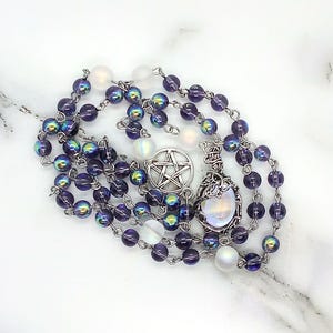 Hexenspiegel Witchs Mirror Pentacle Rosary Necklace, Pagan Gifts for ...