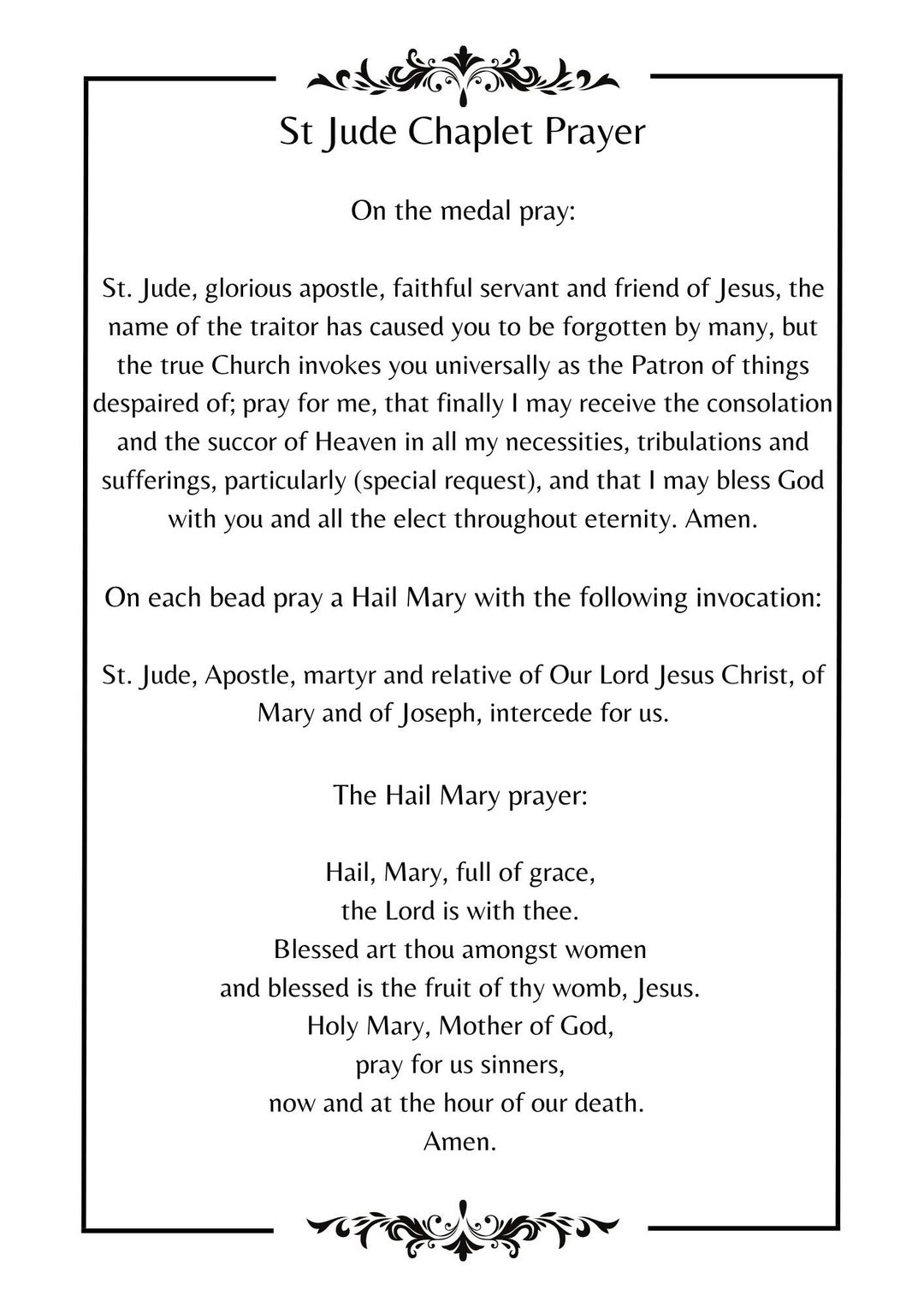 Saint Jude Chaplet Prayer Guide, St Jude Pray for Us Printable Prayer ...