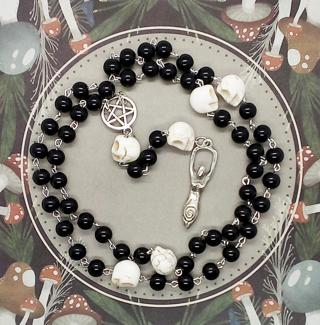 Skull Rosary Dark Goddess Rosary Pentagram Rosary Witch - Etsy
