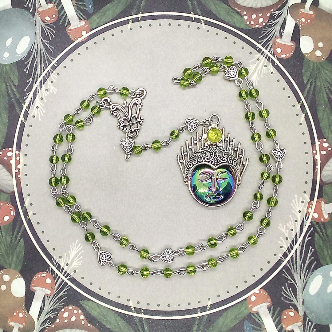 Moon Goddess Rosary, Pagan Prayer Bead Necklace, Rosary Necklace ...