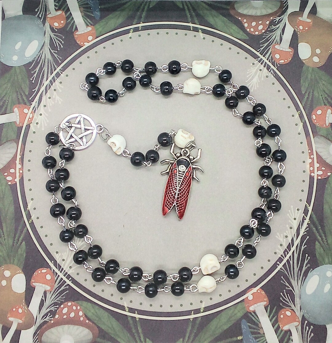 Cicada Witch Rosary Necklace Without a Cross, Pentacle Pagan Prayer ...