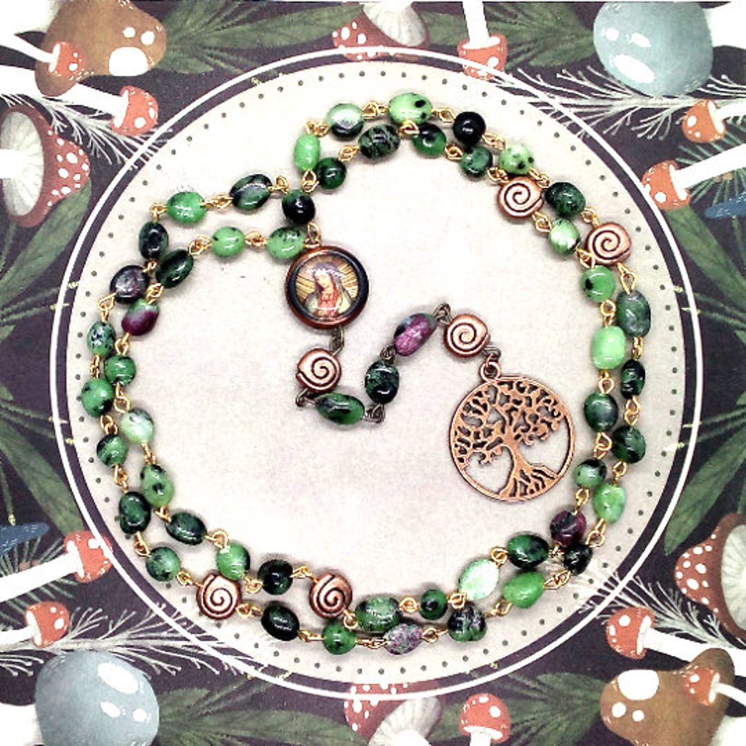 Ruby Zoisite Tree of Life Wearable Rosary, Ruby in Zoisite Goddess ...