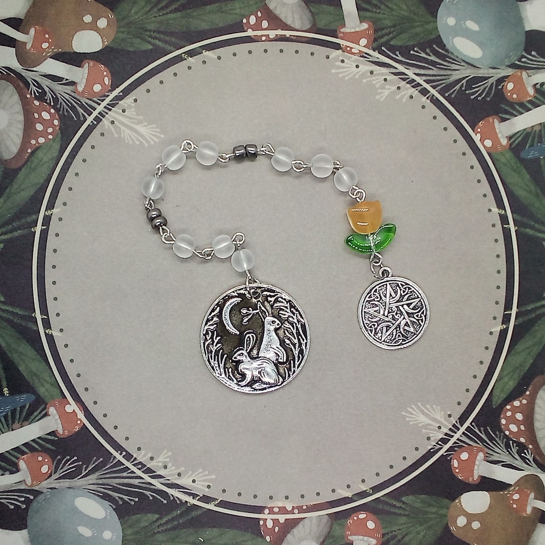 Ostara Rabbit Prayer Beads, Nine Bead Witchs Ladder, Spring Goddess ...