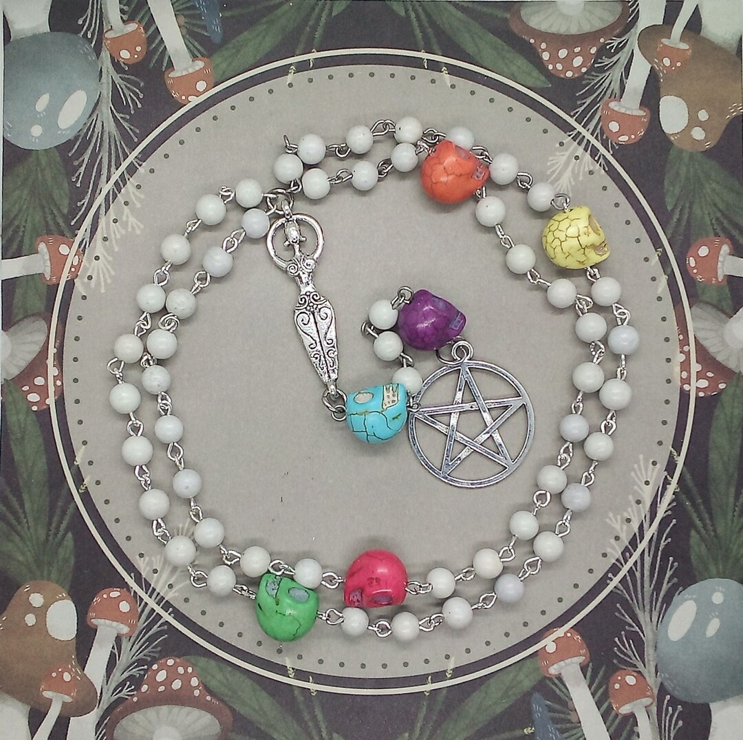 Pentacle Wearable Rosary Necklace, Handmade Goddess Prayer Beads, Witch ...