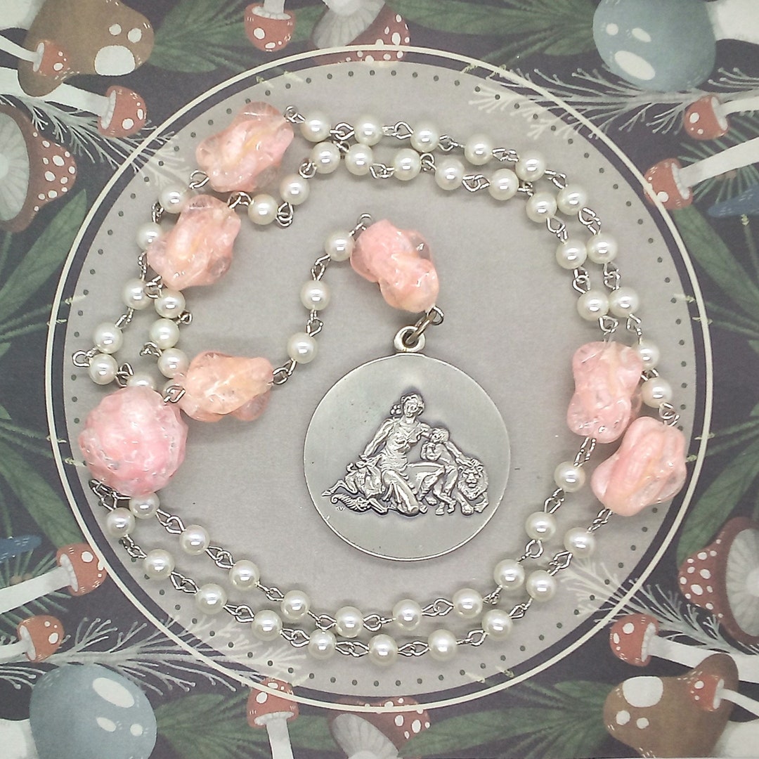 Mother Goddess Sterling Silver Faux Pearl Wearable Rosary, Divine ...