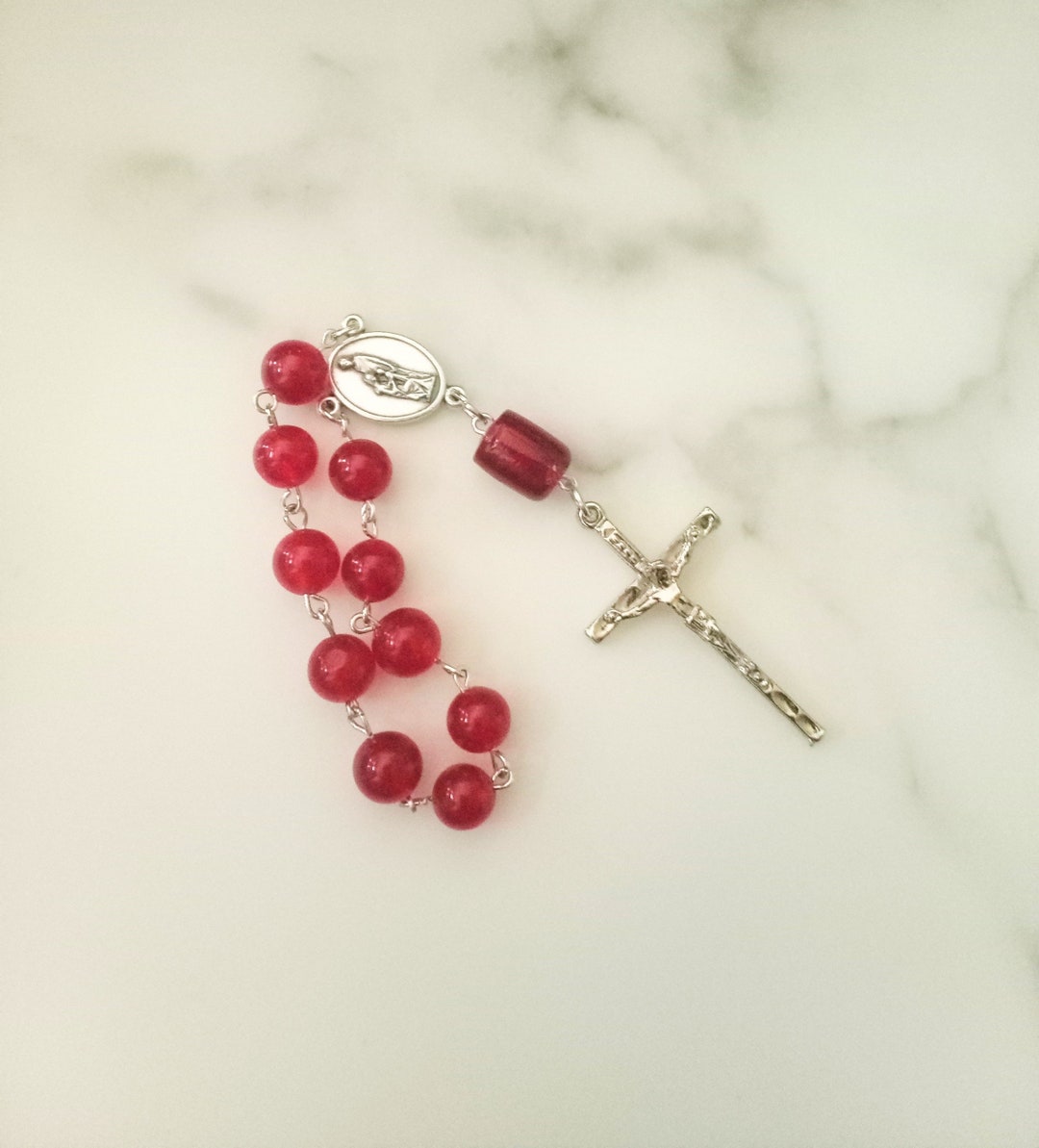 Carnelian Rosary Tenner, Holy Family One Decade Rosary, Pocket Rosary ...