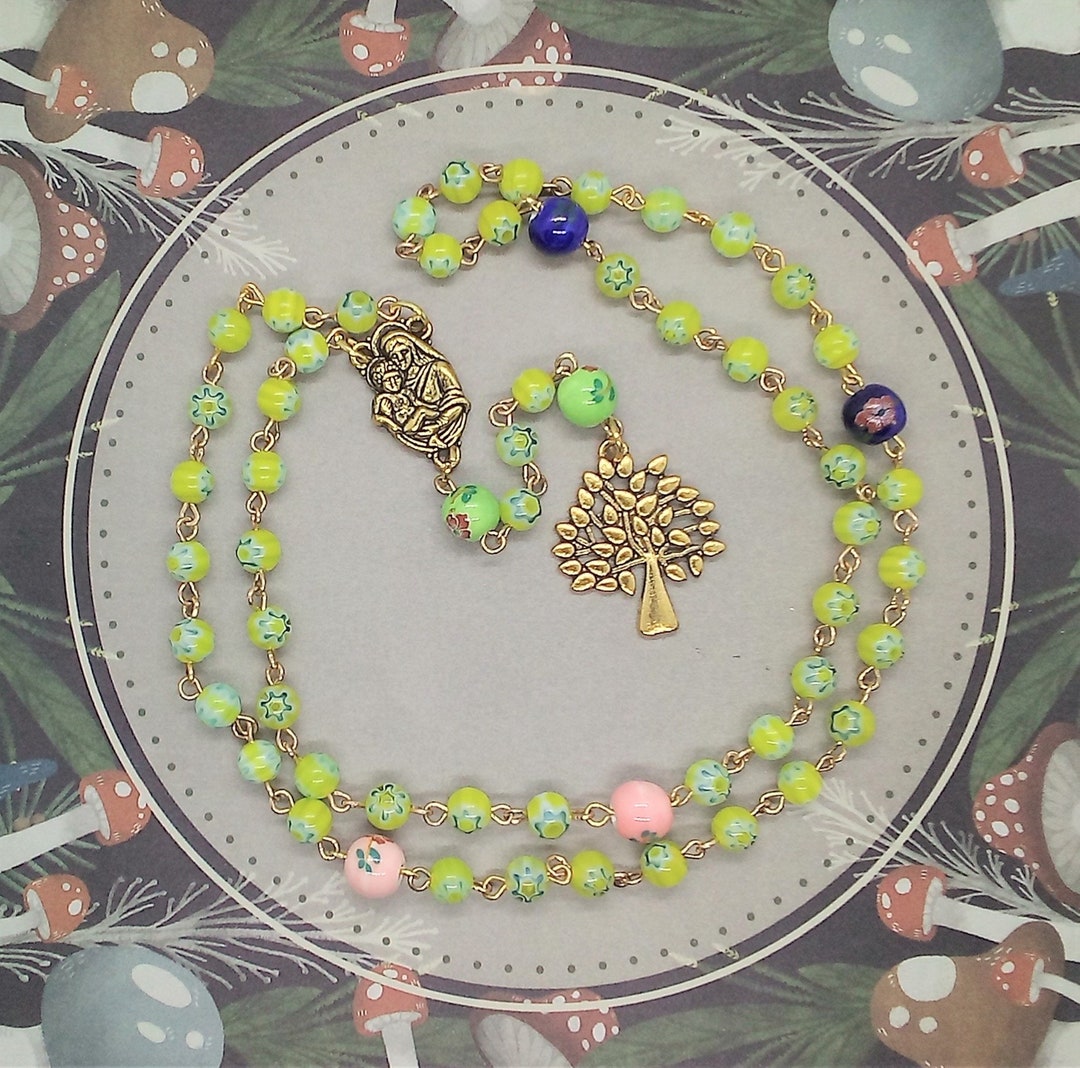 Mother Earth Goddess Rosary, Tree of Life Pagan Prayer Beads, Wiccan ...