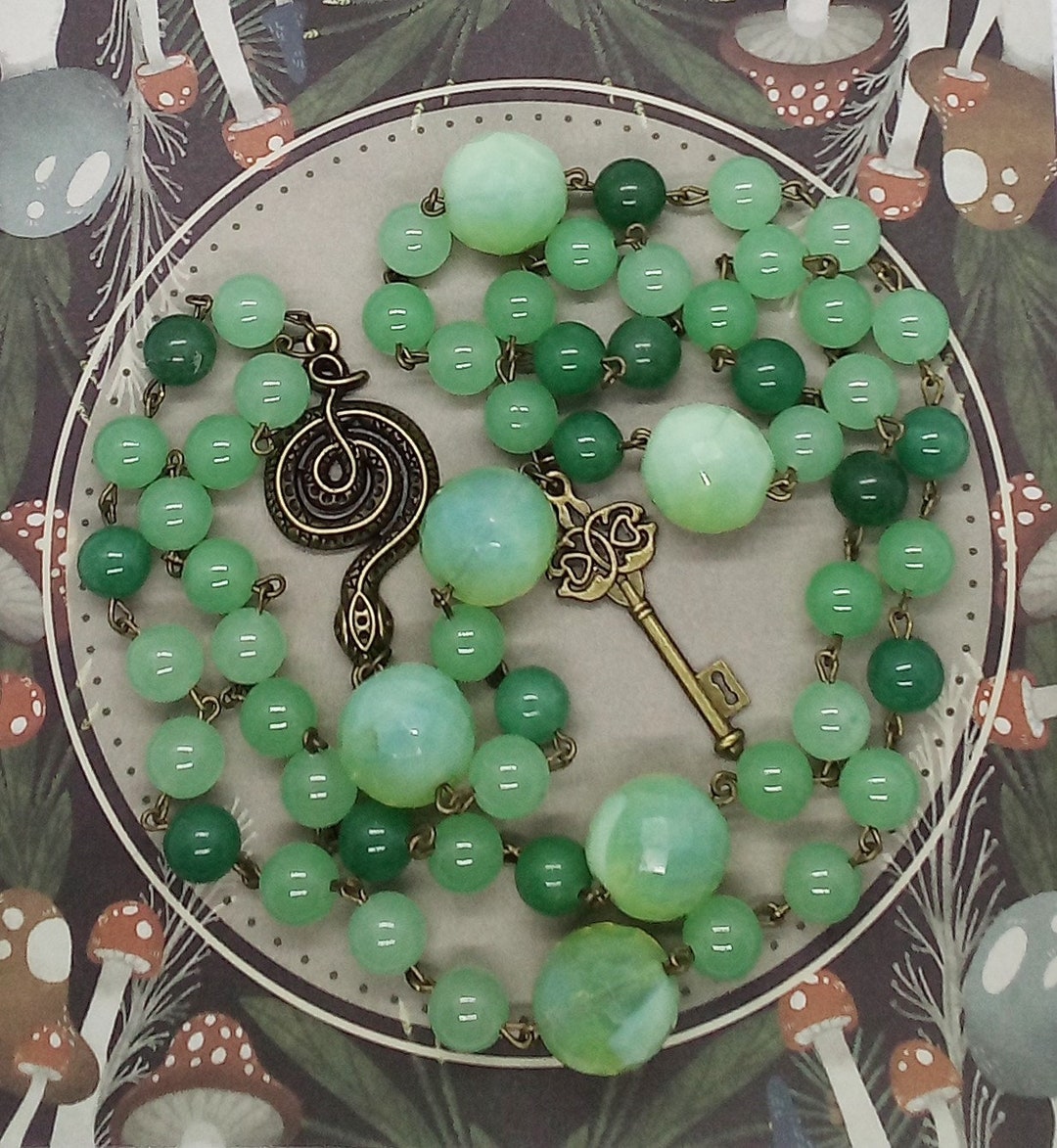 Snake Rosary, Key Rosary, Stone Pagan Beads, Witch Rosary, Neopagan, No ...