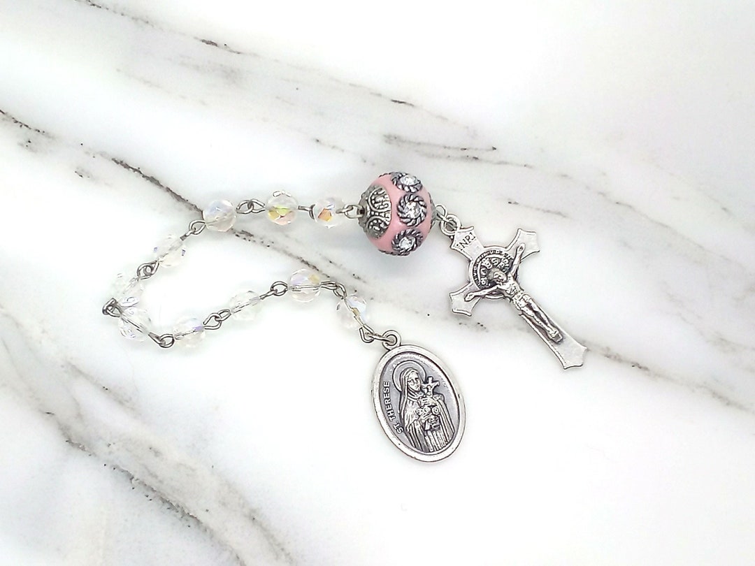 Saint Therese of Lisieux Rosary Tenner, St Therese Rosary Pink, First ...