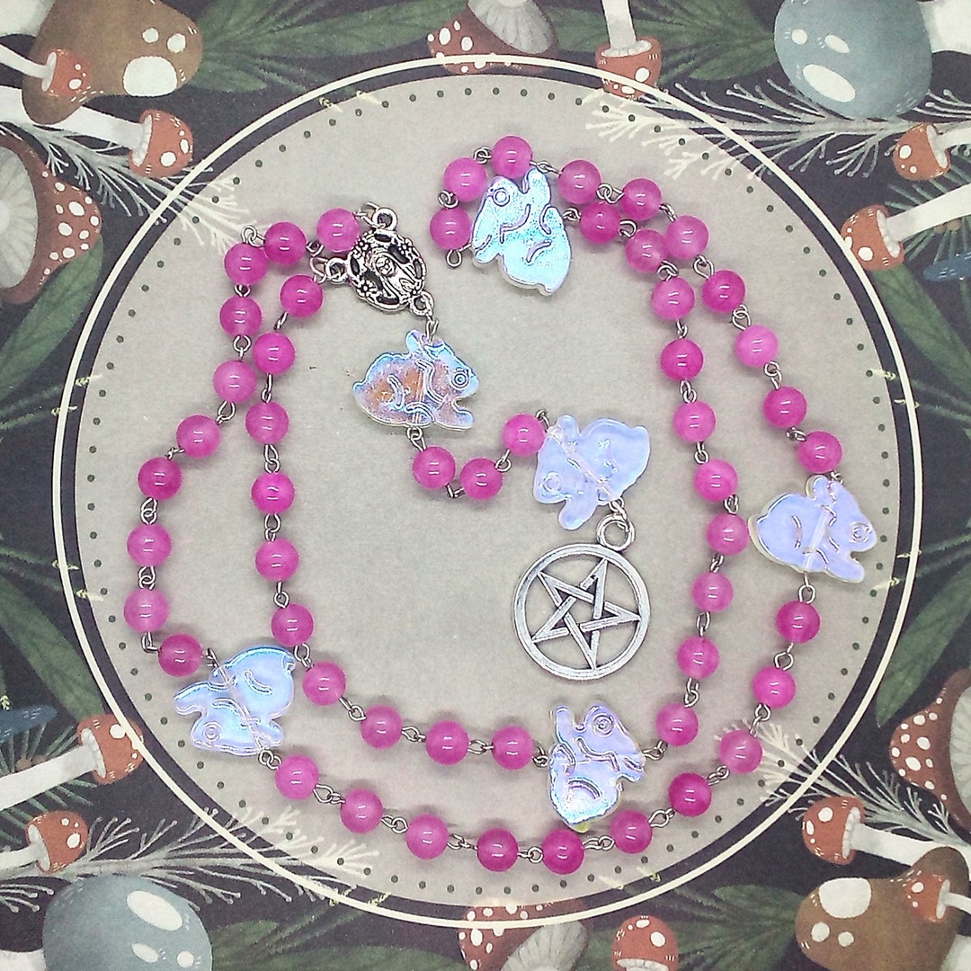 Ostara Spring Rabbit Pagan Prayer Beads, Spring Goddess Rosary Necklace ...