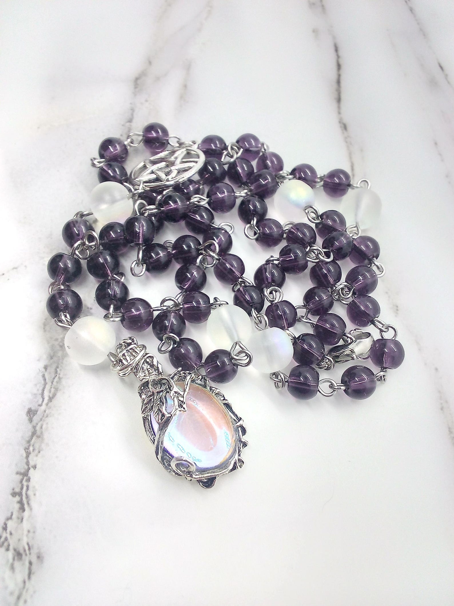 Hexenspiegel Witchs Mirror Pentacle Rosary Necklace, Pagan Gifts for ...