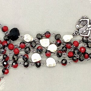 Red and Black Lilith Witch Rosary, Dark Goddess Skull Pagan Prayer ...