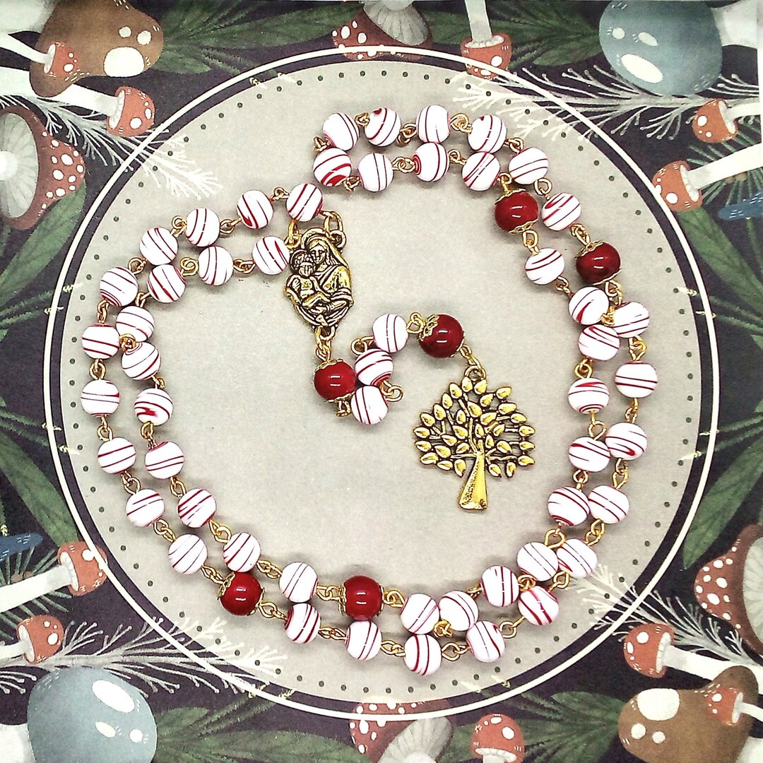 Divine Feminine Tree of Life Rosary Necklace, Red and White Mother ...