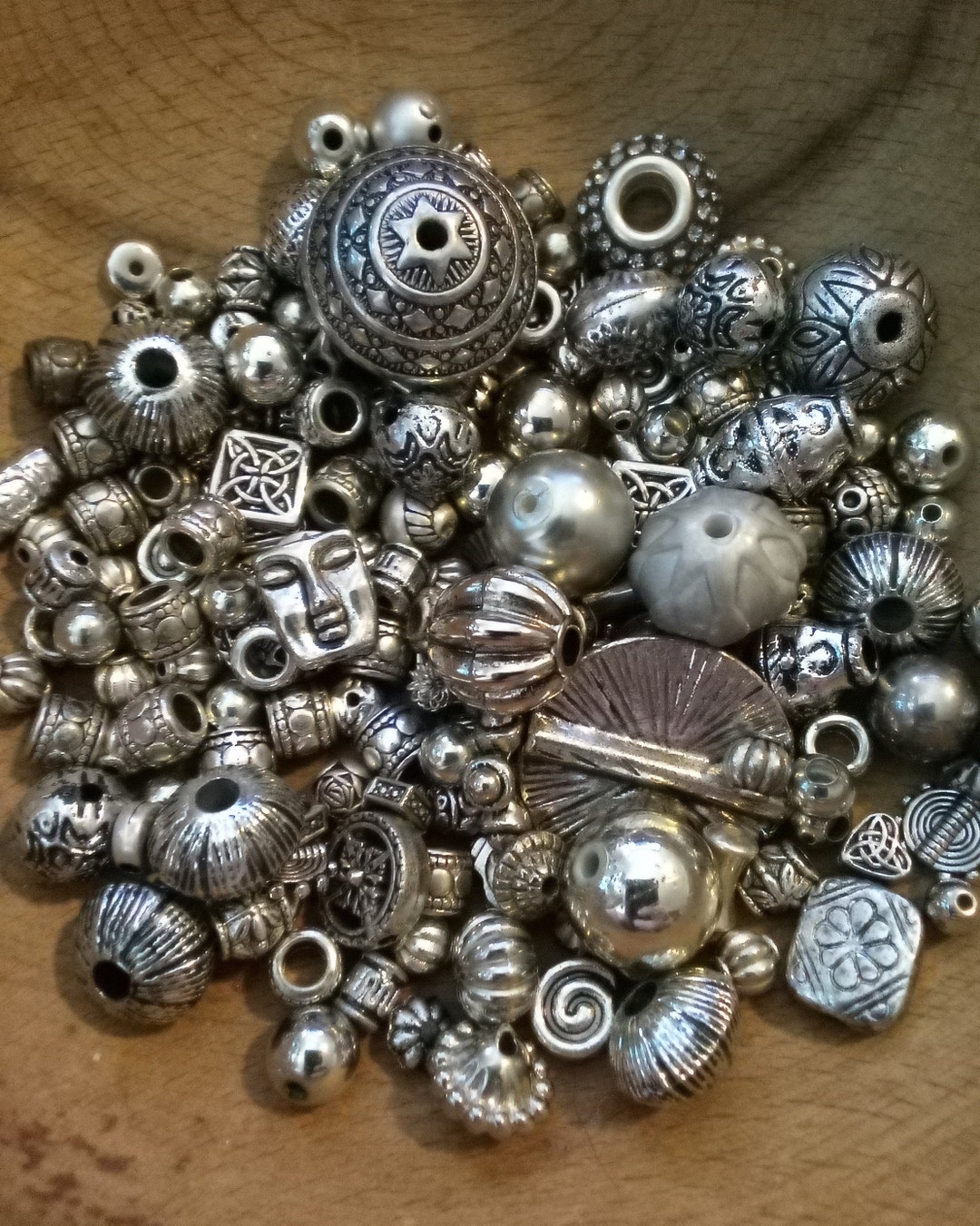 Silver Bead Mix, Single Color Mixed Bead Soup for Jewelry Making, Bulk ...